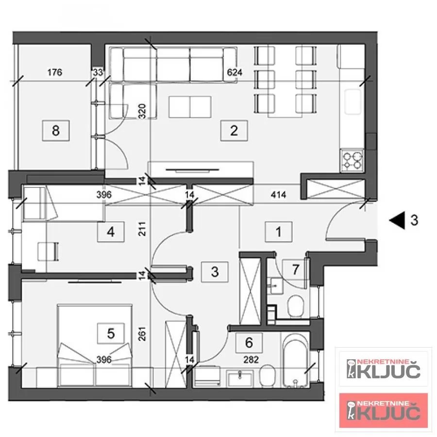ADICE, 58m2, Dvoiposoban sa pdv, Izgradnja