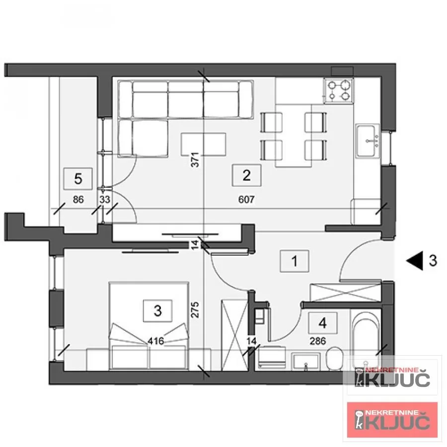 ADICE, 44m2, Dvosoban sa pdv, Izgradnja