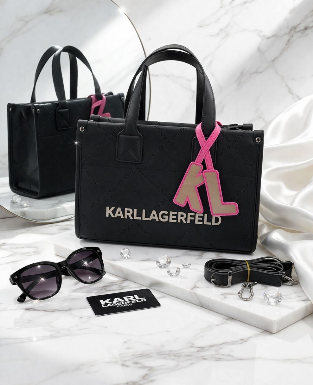 Karl Lagerfeld ženska torba – crna tote/satchel silueta - Materijal