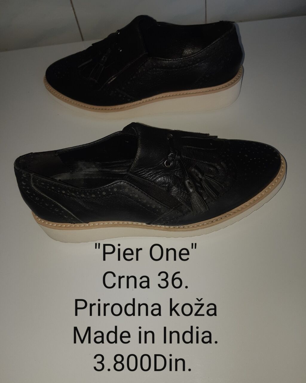 Original PIER ONE ženske mokasine - Materijal: prirodna koža (crna) -