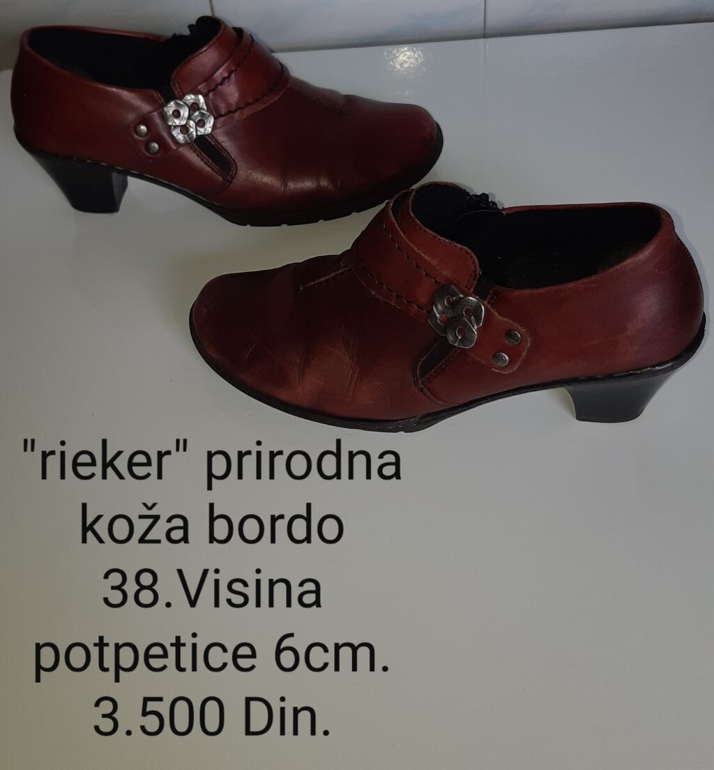 Rieker ženske cipele od prirodne kože u bordo boji. Veličina 38