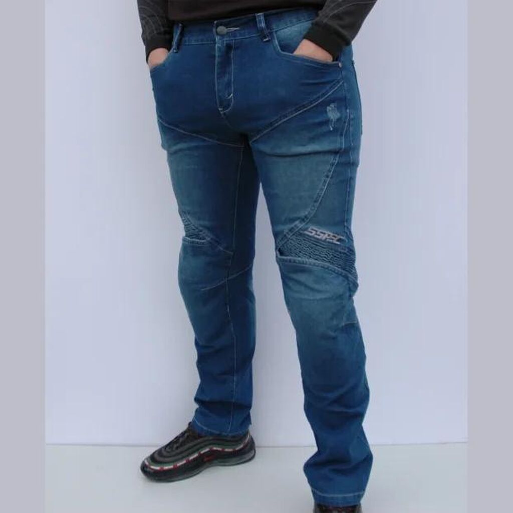 Muške jeans pantalone – biker/karirano šivenje - Model: slim/straight