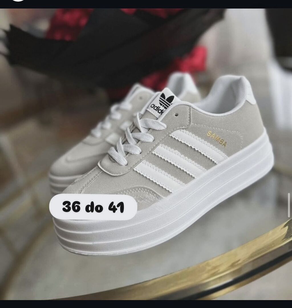 Ženske patike inspirisane modelom Adidas Samba, svetlosive boje sa
