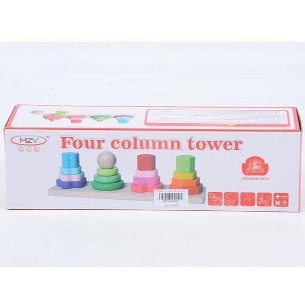 Drvena edukativna igračka „Four column tower” - Set sa 4 kolone za