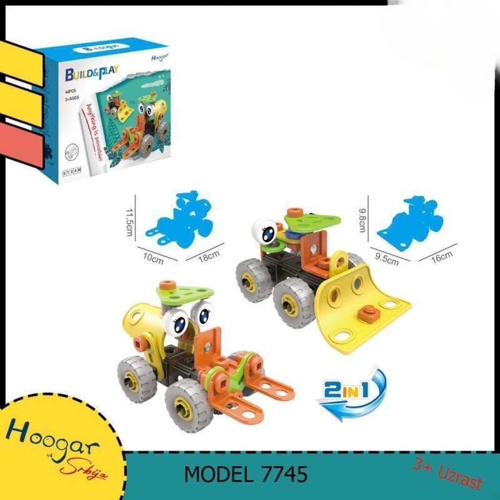 Hoogar Build&Play – Model 7745 (2 u 1) - Kreativni konstruktor za
