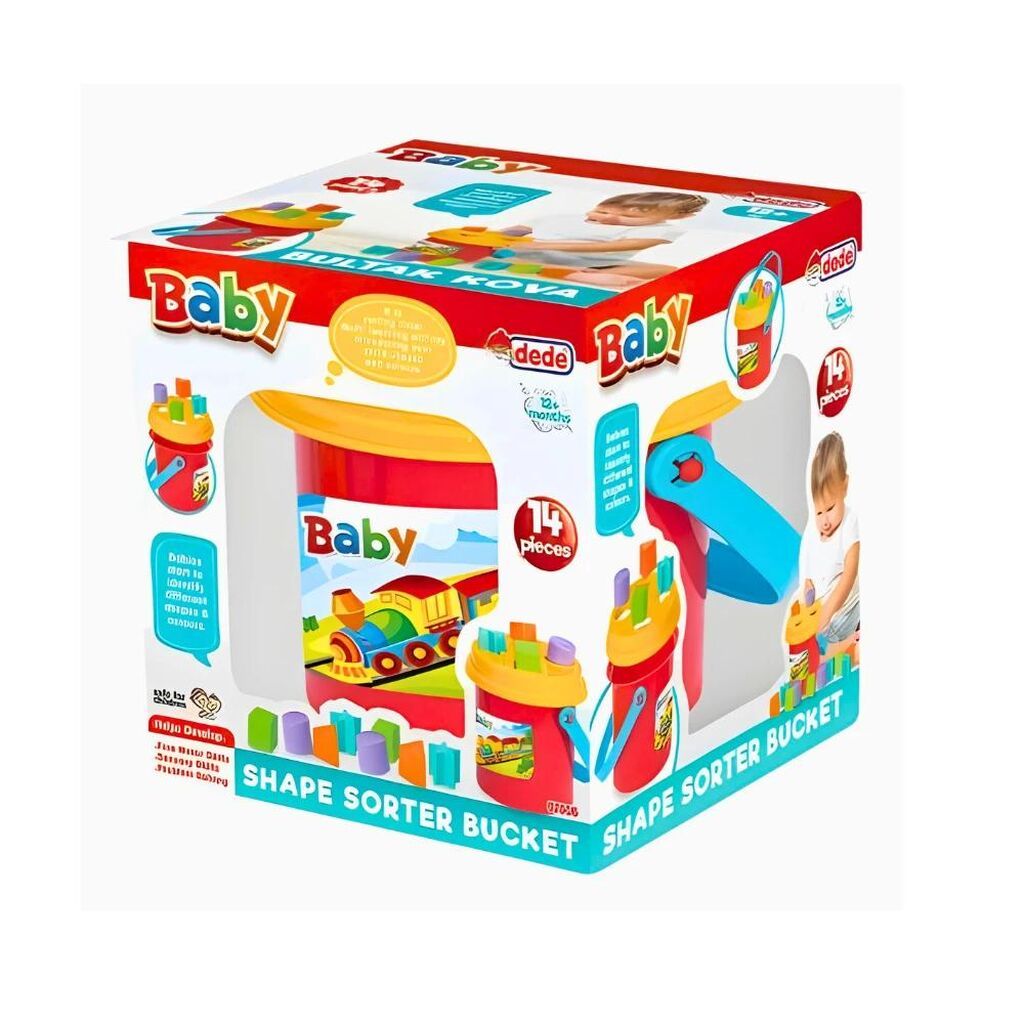 DEDE Baby Shape Sorter Bucket – edukativna kofa za razvrstavanje