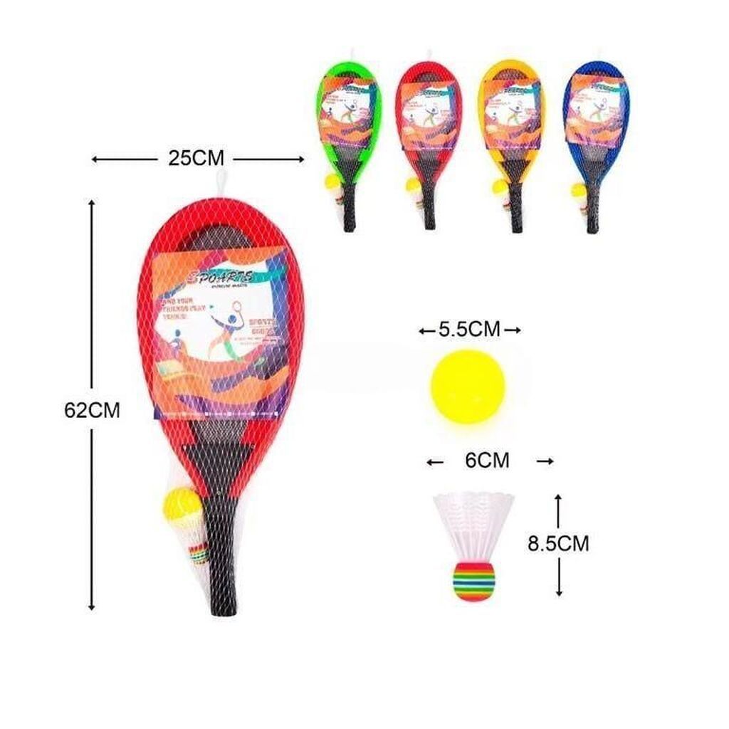 Set za rekreativne igre na otvorenom – 2 reketa + loptica + badminton