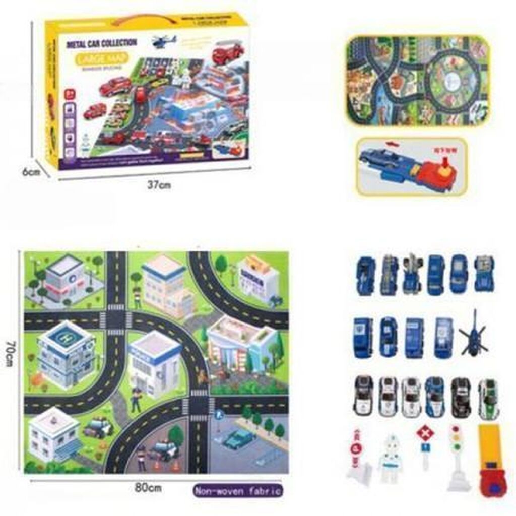 Set za igru “Metal Car Collection – Police/Rescue City Map” - Komplet