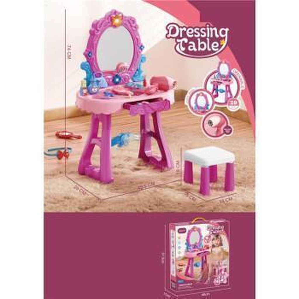 Dečiji toaletni stočić “Dressing Table” sa ogledalom i stolicom - Set