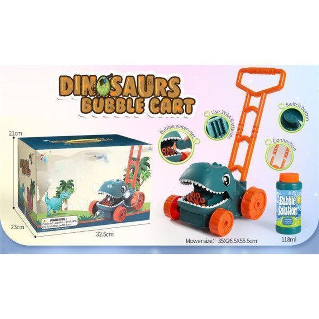 Dečja kolica za mehuriće – Dinosaur Bubble Cart - Zabavna igračka u