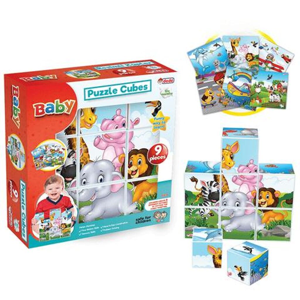 Dede Baby Puzzle Cubes – slagalica kocke sa životinjama - Set od 9