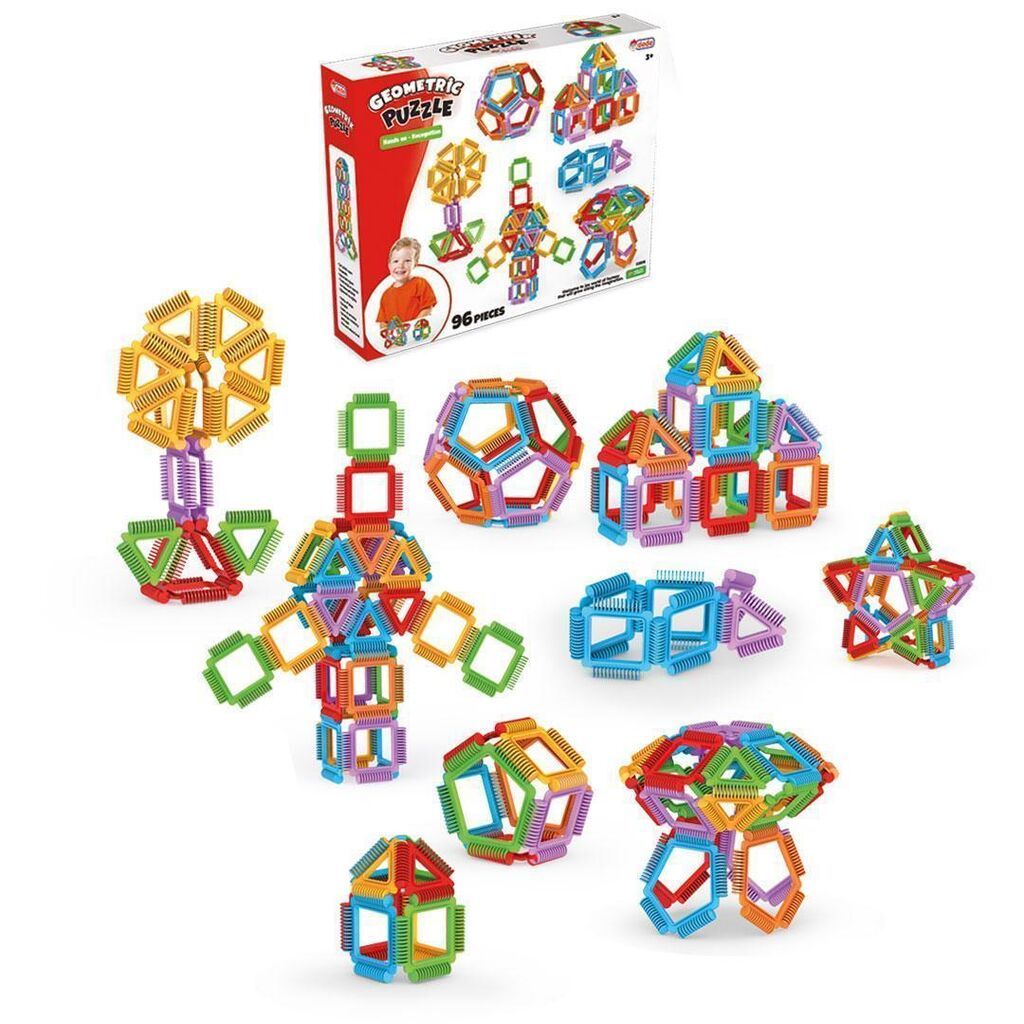 Geometric Puzzle – kreativni konstruktor za decu - Set od 96 delova u