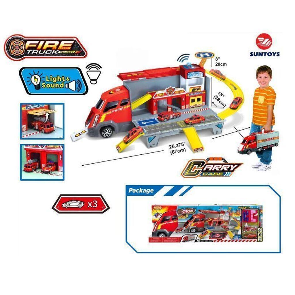 Suntoys Fire Truck Playset – prenosiva vatrogasna stanica u kamionu -