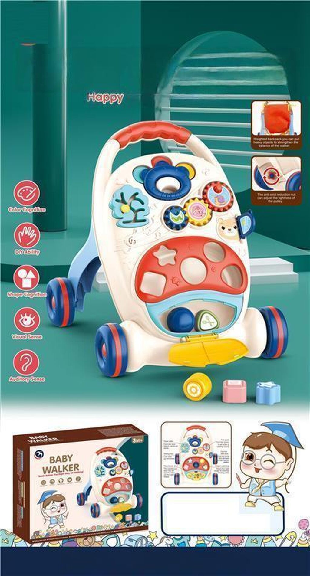 Multifunkcionalni guralica–hodalica za bebe (Baby Walker) 3m+ - 2-u-1