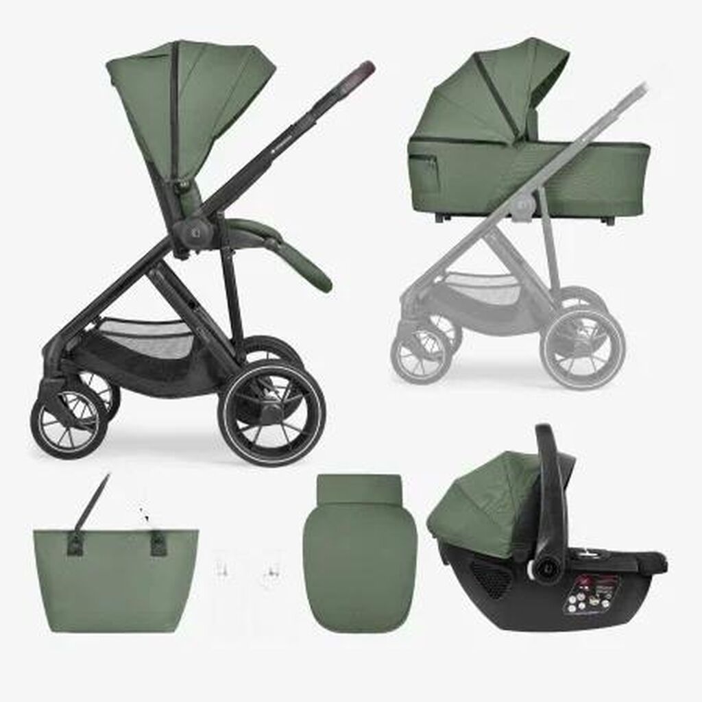 Kolica za bebe – komplet 3 u 1, maslinasto zelena boja - Modularni