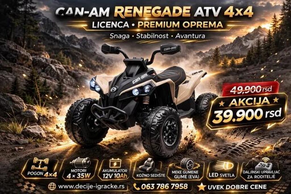 CAN-AM Renegade ATV 4x4 – dečiji električni kvad sa licencom i premium