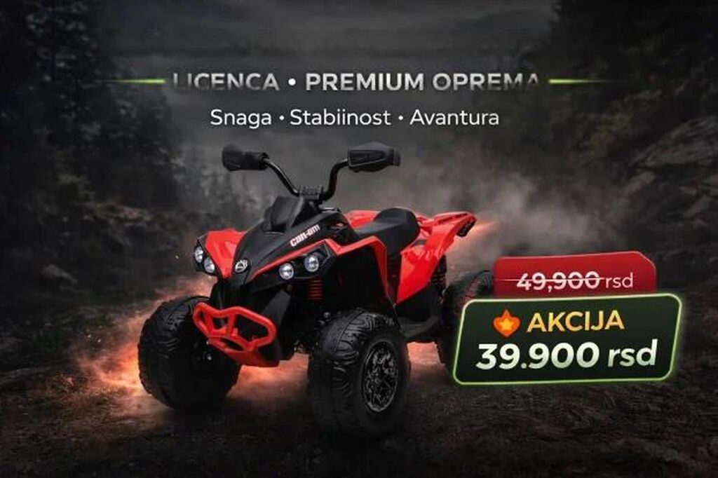 Dečiji električni kvad (licencirani Can-Am) – premium oprema - Snažan