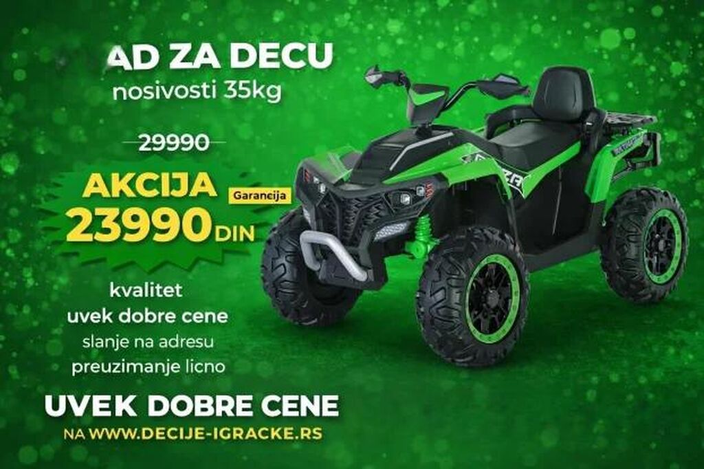 Kvad za decu – električni četvorotočkaš - Nosivost: do 35 kg - Model
