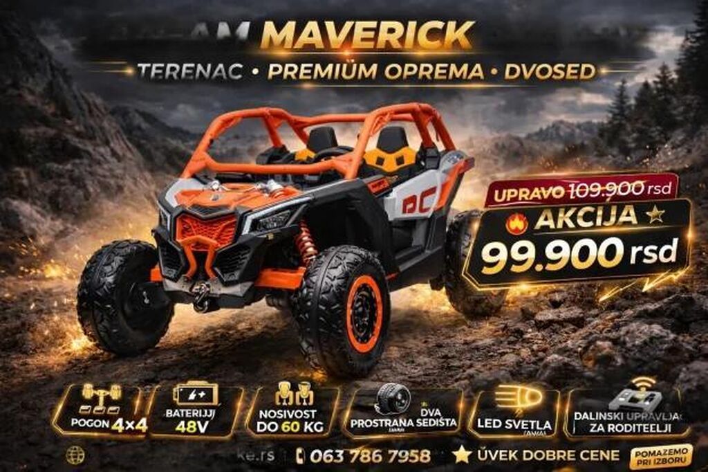 Maverick terensko električno vozilo za decu – dvosjed sa premium