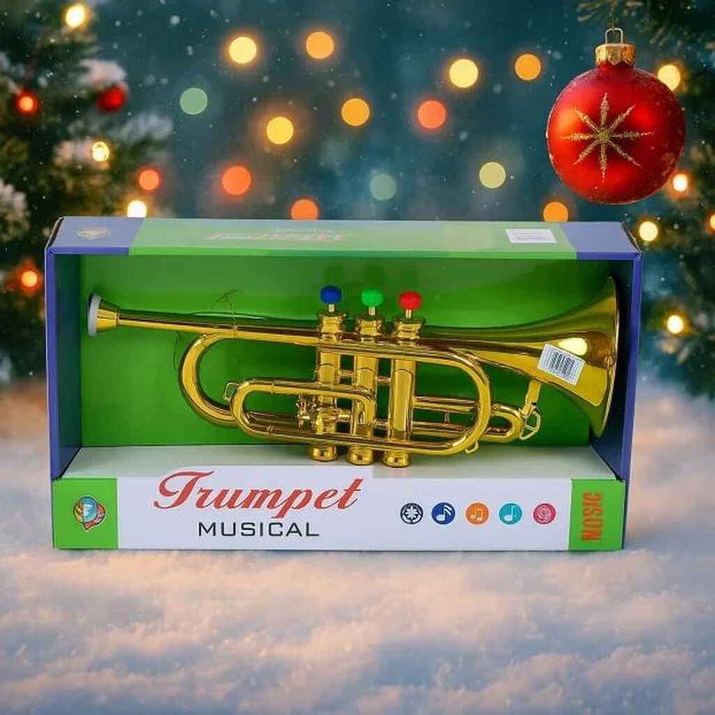 Muzička truba – dečja igračka - Sjajna zlatna truba u kutiji “Trumpet