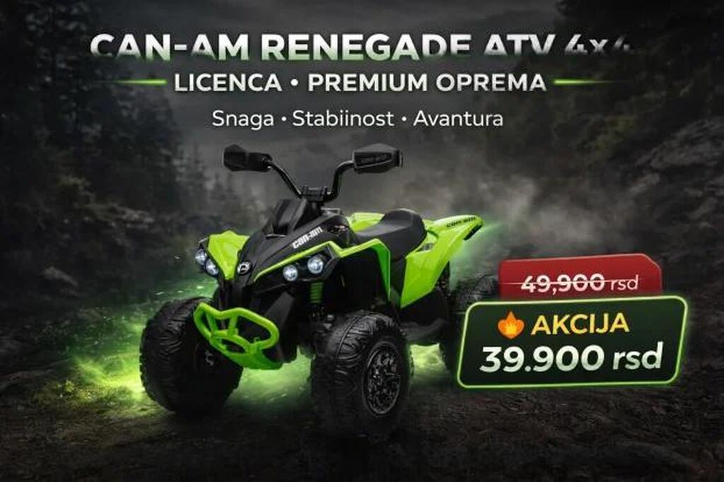 CAN-AM RENEGADE ATV 4x4 – licencirani dečji električni kvad sa premium