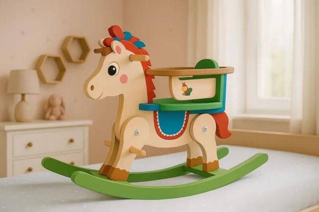 Drvena ljuljaška-konjić za decu - Materijal: kvalitetno drvo, glatko