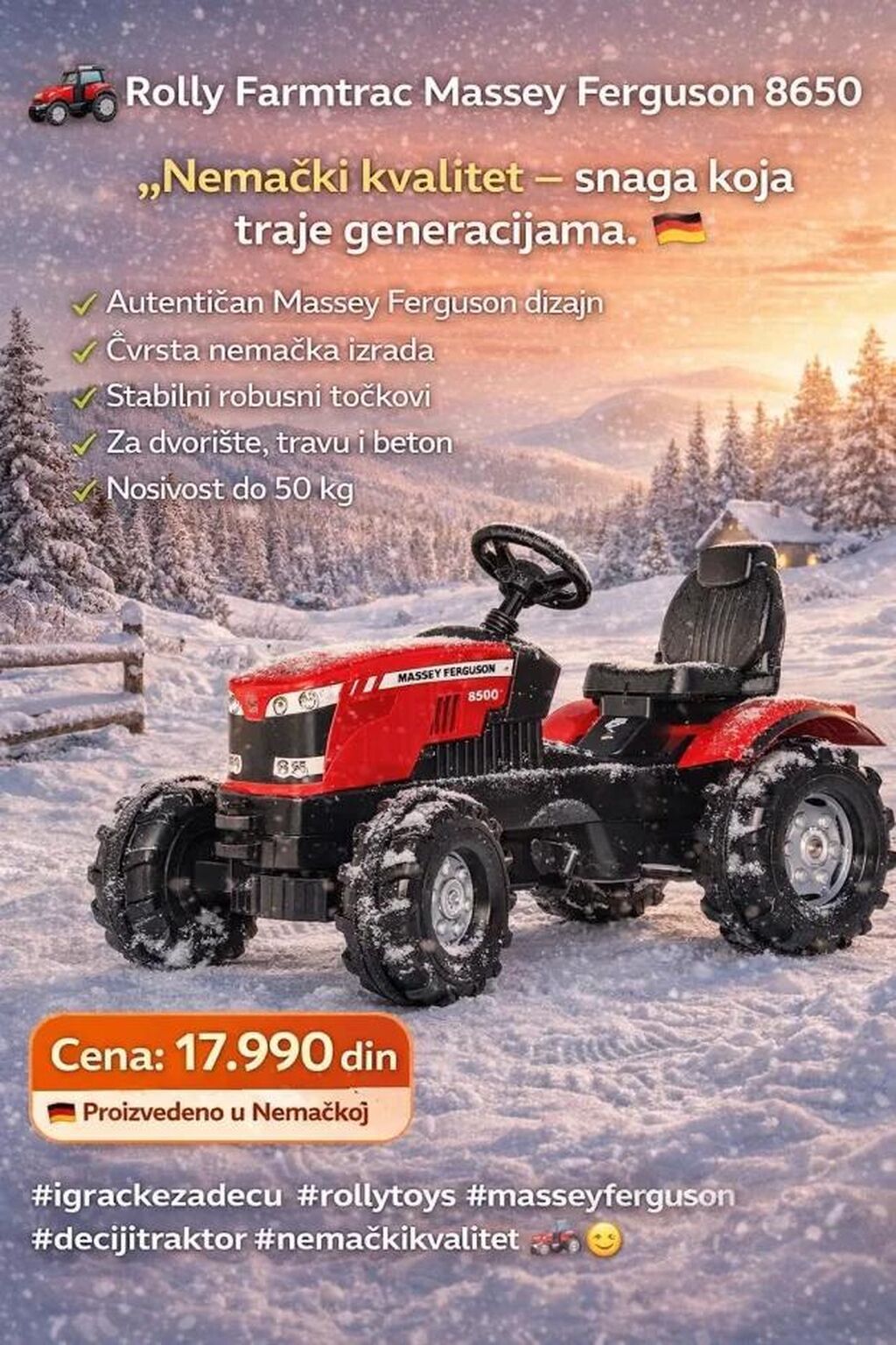 Rolly Farmtrac Massey Ferguson 8650 – dečiji traktor na pedale -