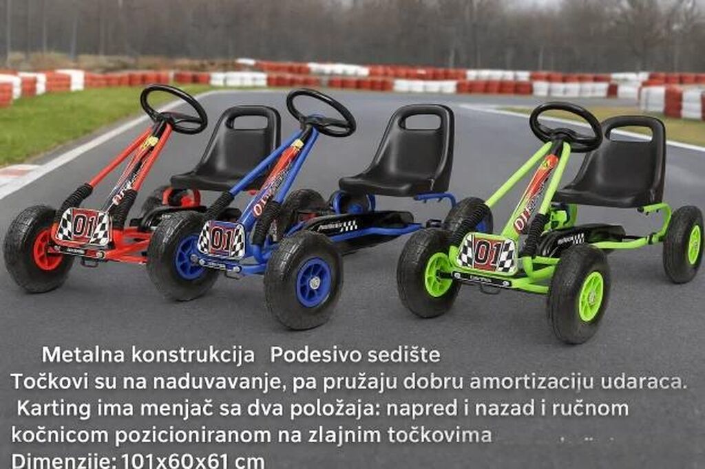 Dečji pedalan karting „01“ - Robusna metalna konstrukcija - Podesivo