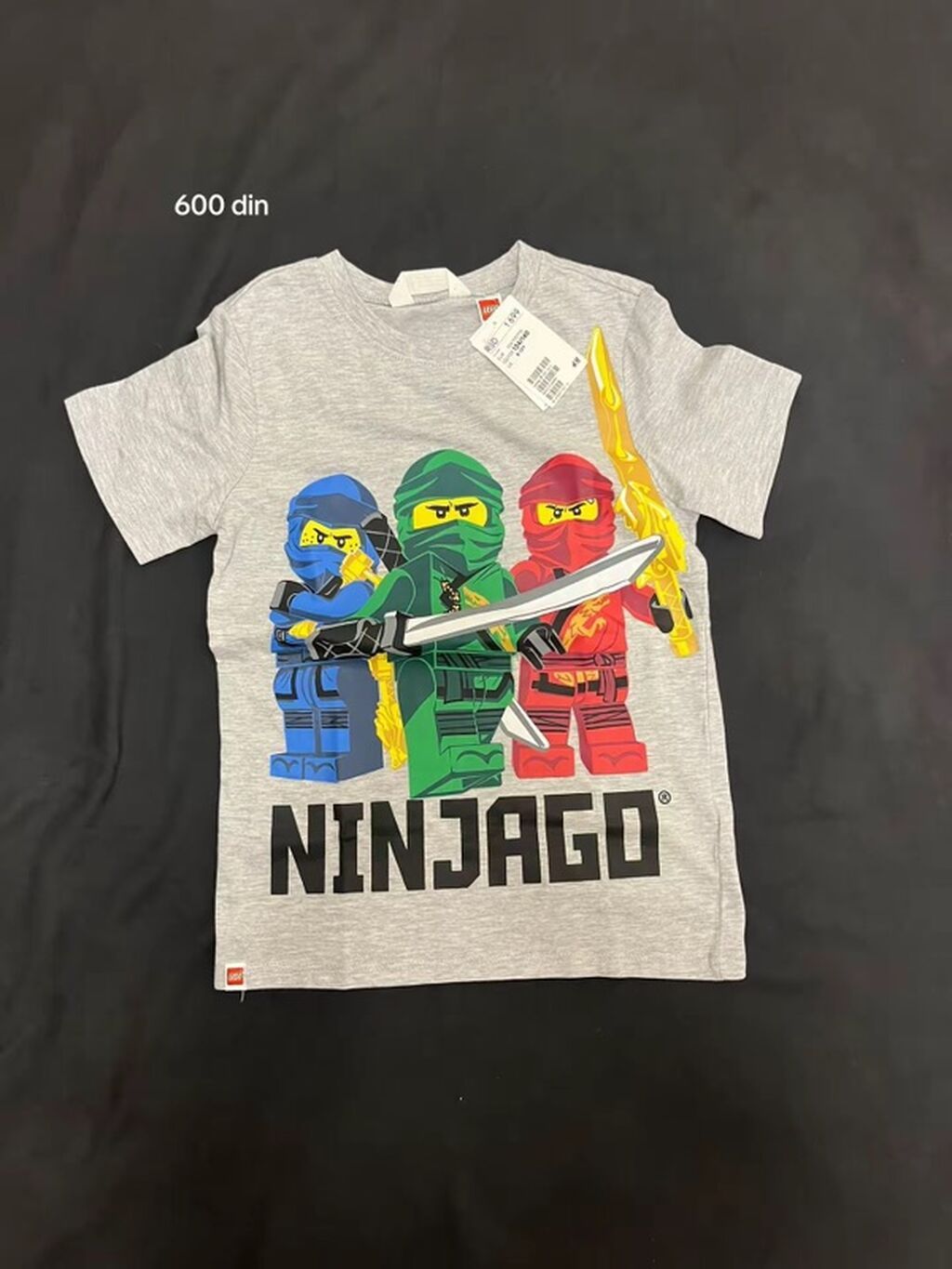 Dečija kratka majica sa motivom LEGO Ninjago. - Boja: siva melanž -