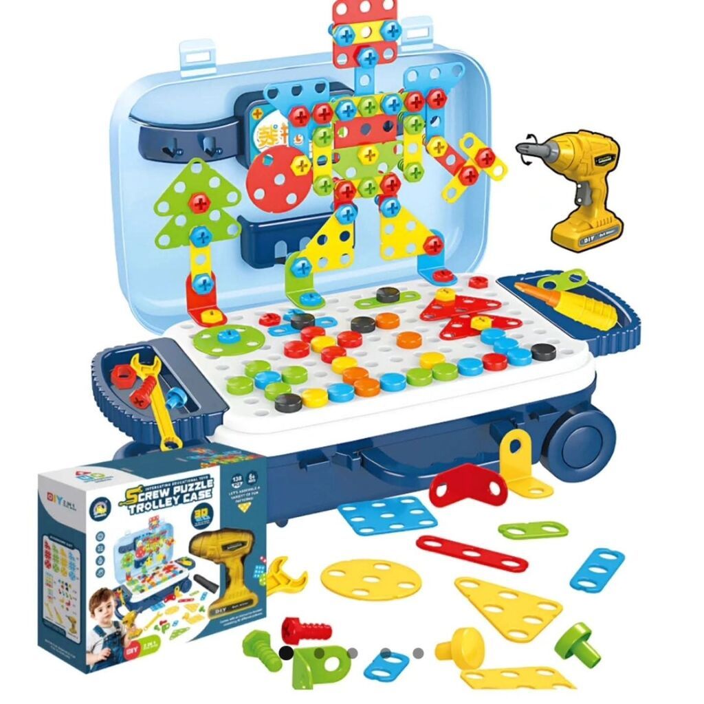 Screw Puzzle Trolley Case – edukativni 3D set sa električnim odvijačem
