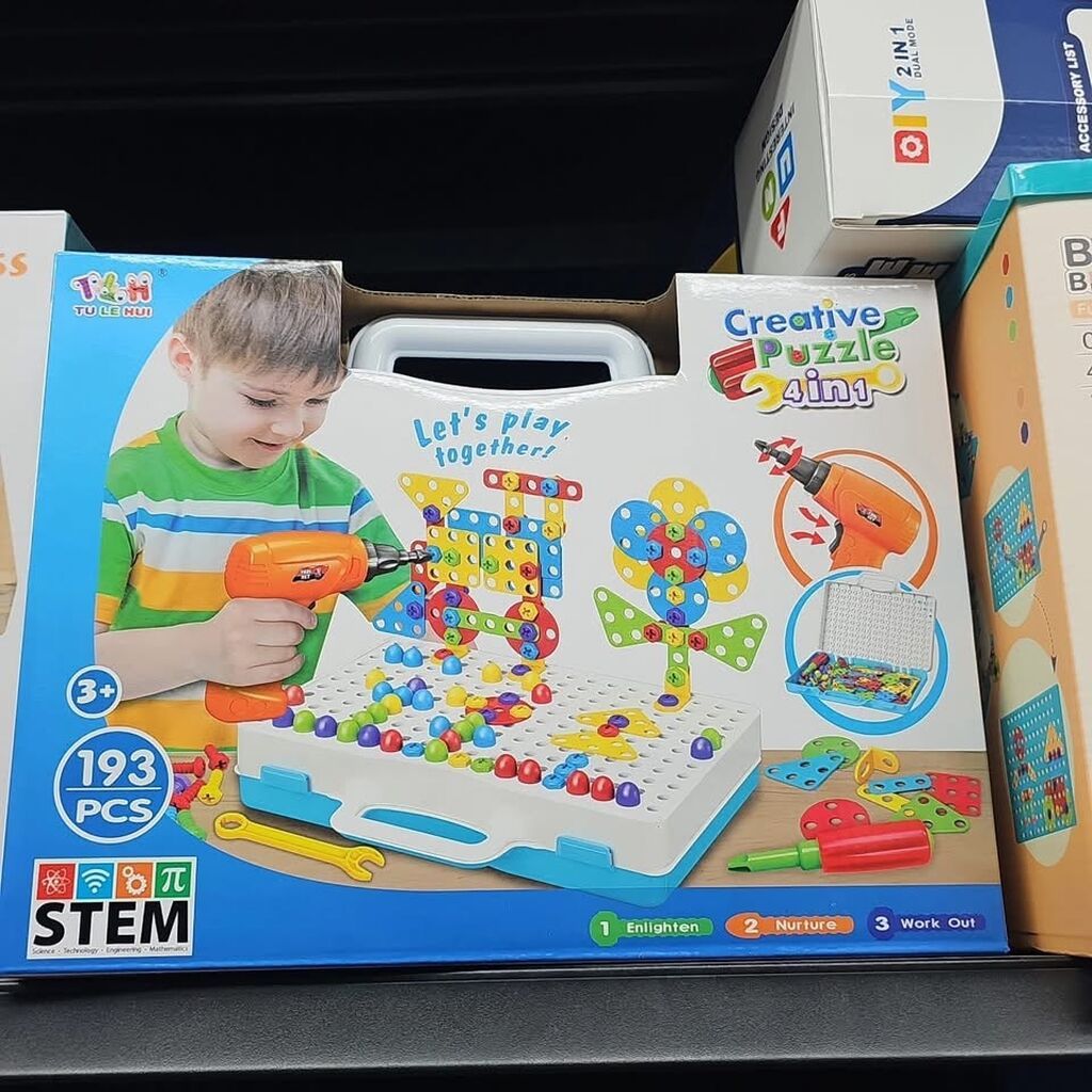 Kreativni Puzzle set 4u1 sa električnim odvijačem – STEM igra za male