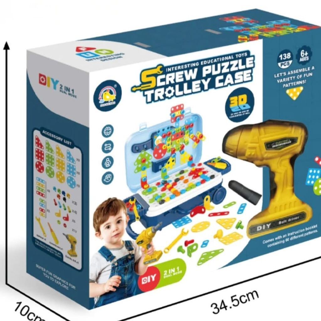 Edukativni set „Screw Puzzle Trolley Case“ – 2 u 1 kofer na točkiće