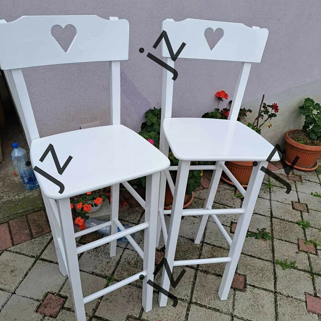 Barske stolice od punog drveta (viša sedenja) - Materijal: puno drvo