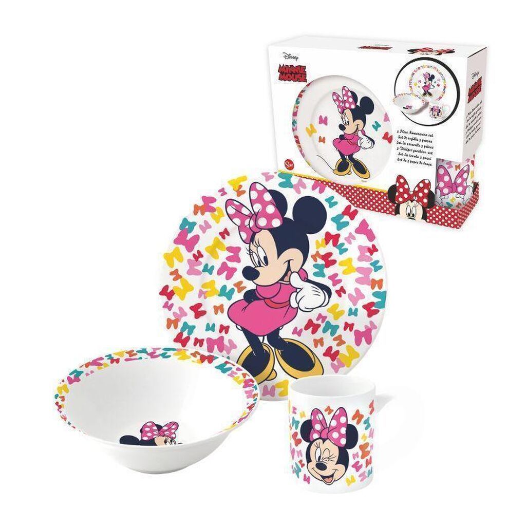 Disney Minnie Mouse dečiji set za obrok – 3 dela - Sadrži: tanjir