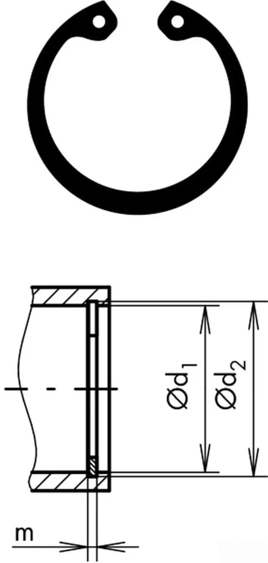 Osiguravajući prsten (Seeger/E-klip) za unutrašnju montažu u kućište