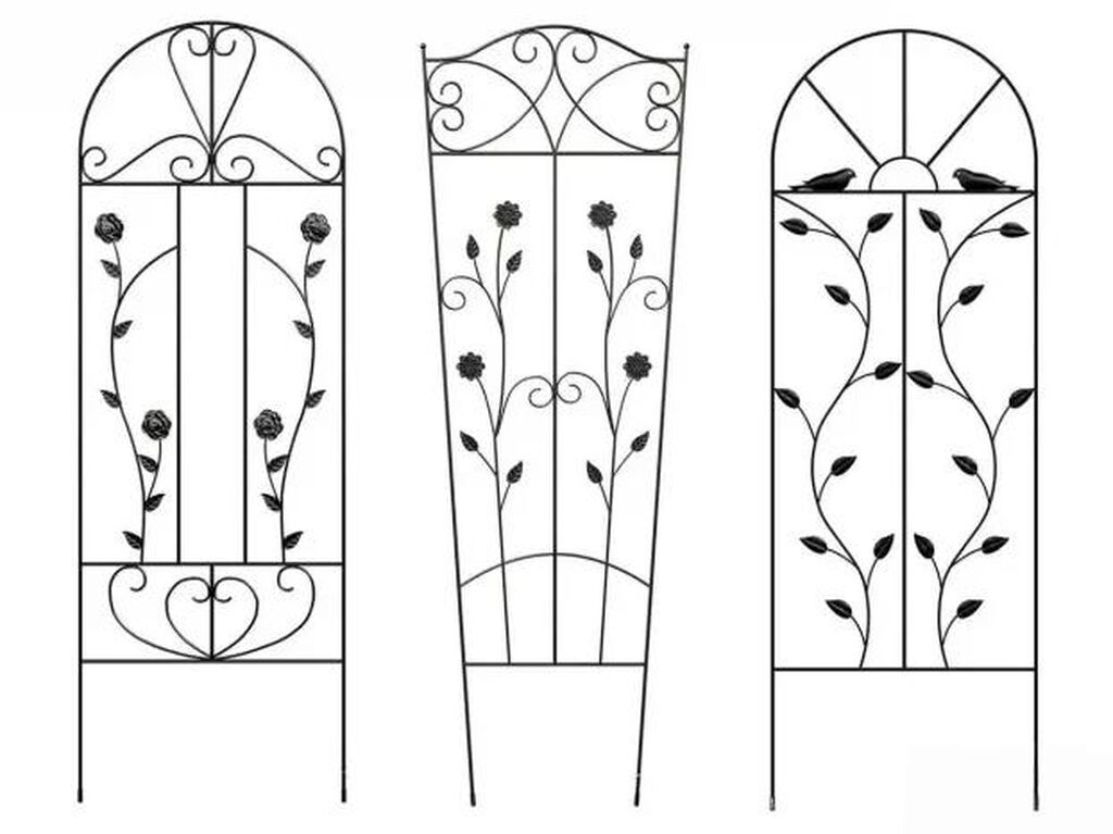 Dekorativne metalne rešetke za penjačice – set vrtnih trelisa -