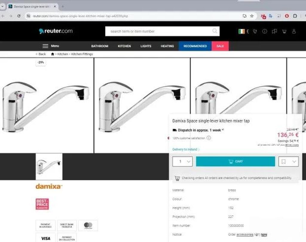 Damixa Space jednoručna kuhinjska mešalica - Tip: slavina za