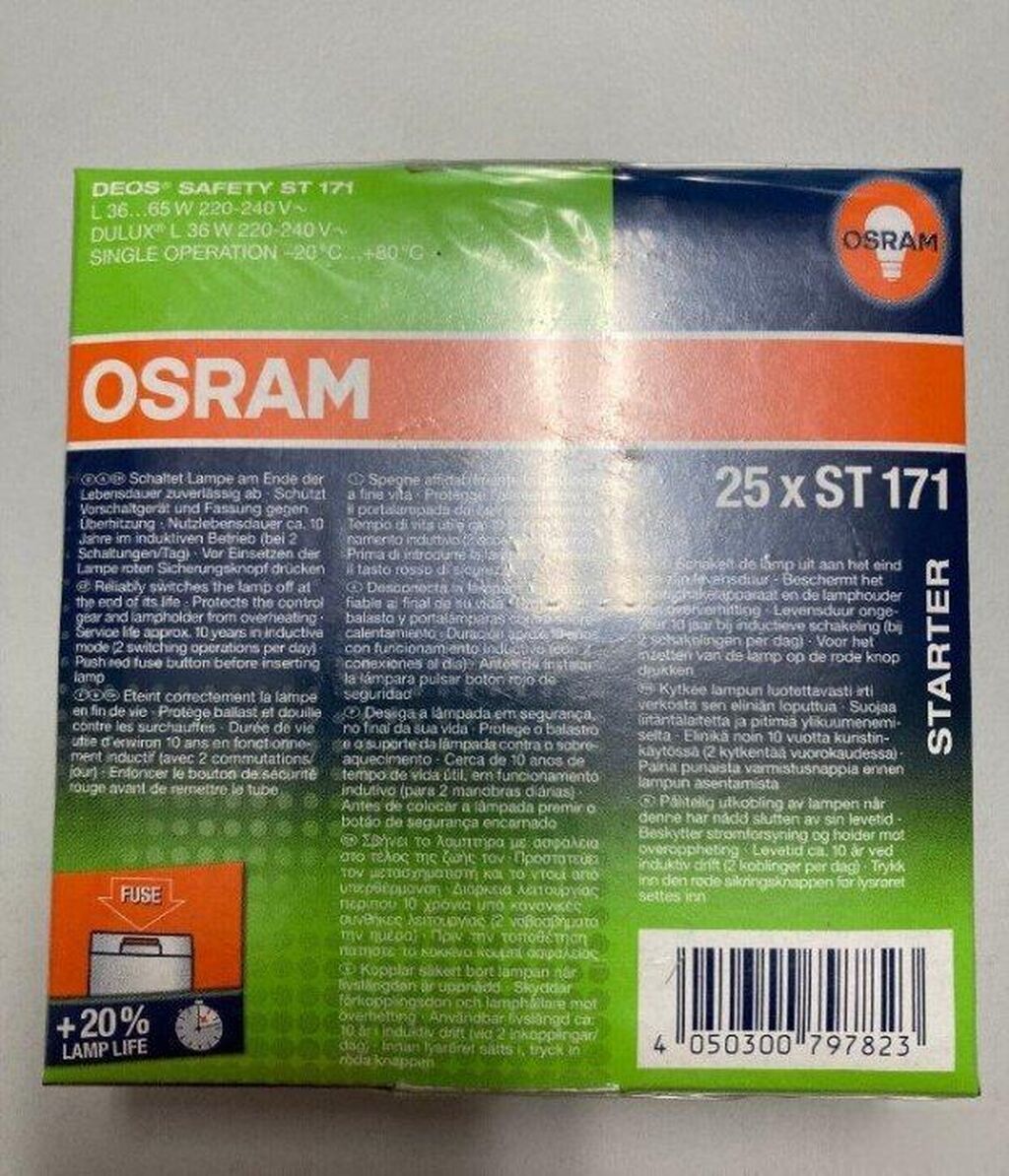 OSRAM DEOS Safety ST171 – starteri za fluorescentne cevi - Pakovanje