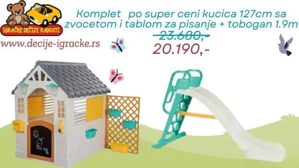 Komplet dečjih igračaka za dvorište Opcija 1: - Kućica visine 127 cm