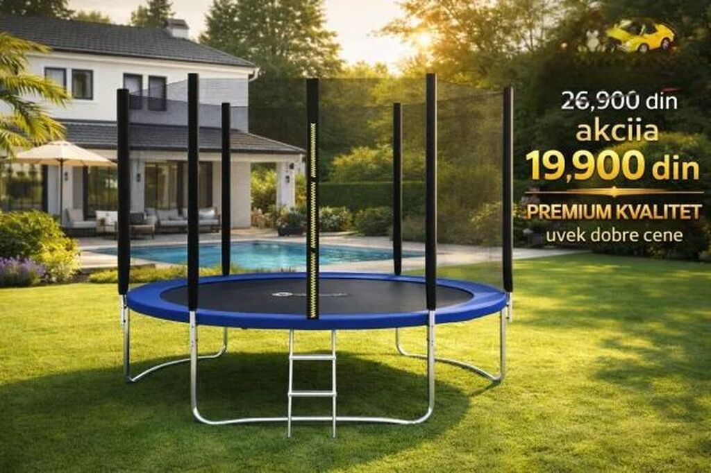 Trampolina za dvorište sa zaštitnom mrežom i merdevinama - Prečnik