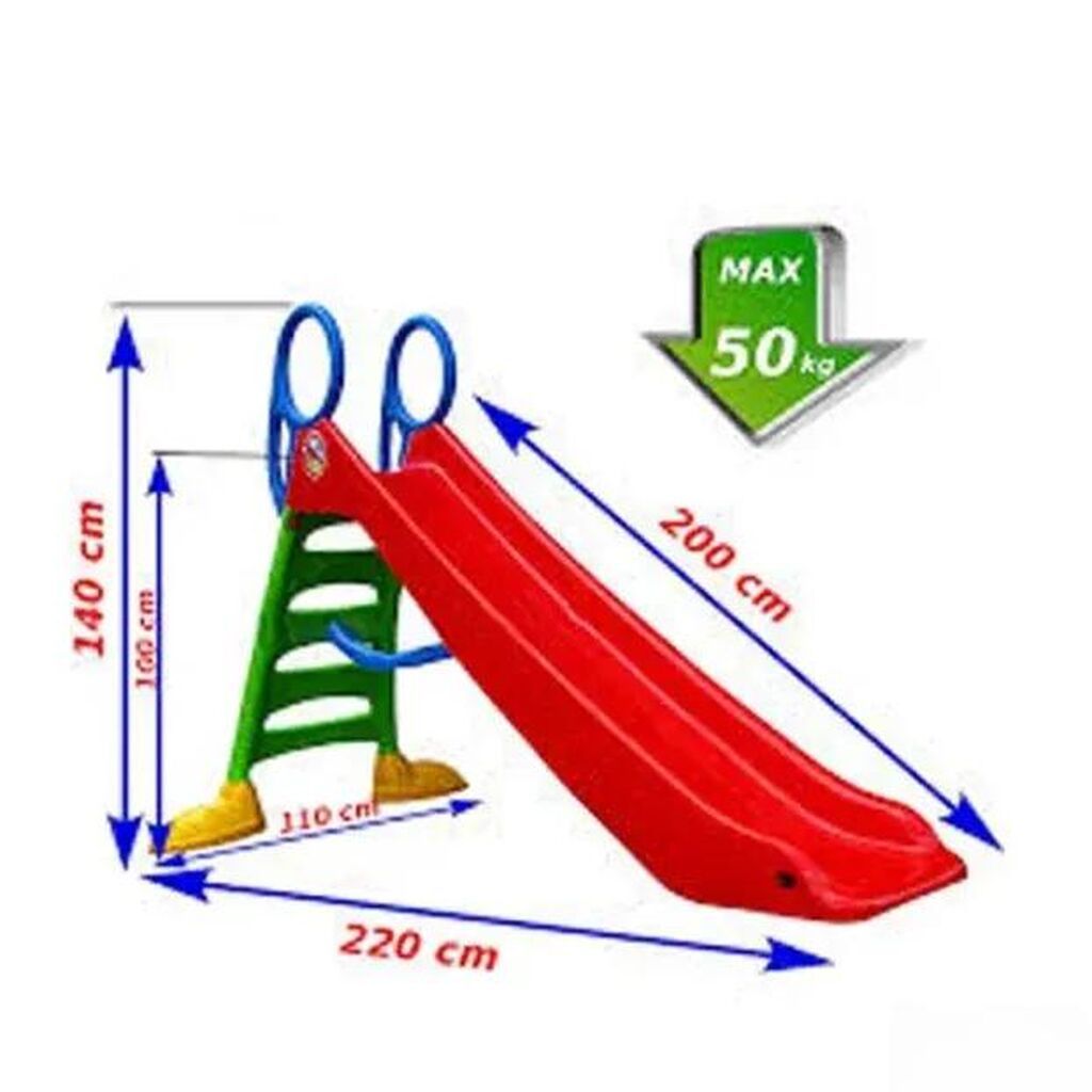 Dečiji tobogan za dvorište - Dimenzije: ukupna dužina 220 cm; dužina