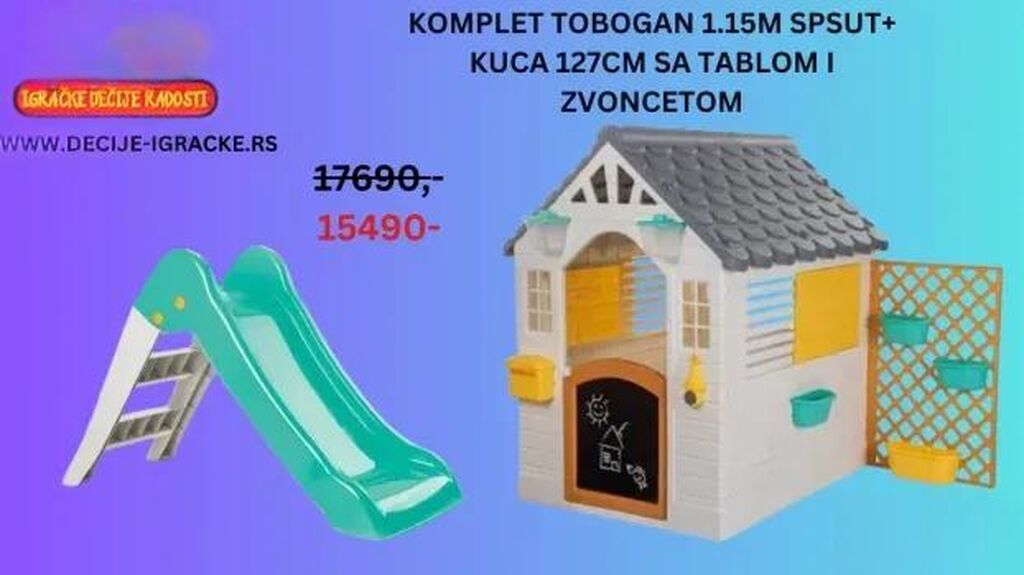 Komplet za igru na otvorenom: tobogan + kućica - Tobogan dužine