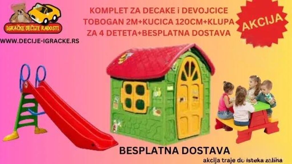 Komplet za decu – dvorišni set za igru Sadrži: - Plastični tobogan