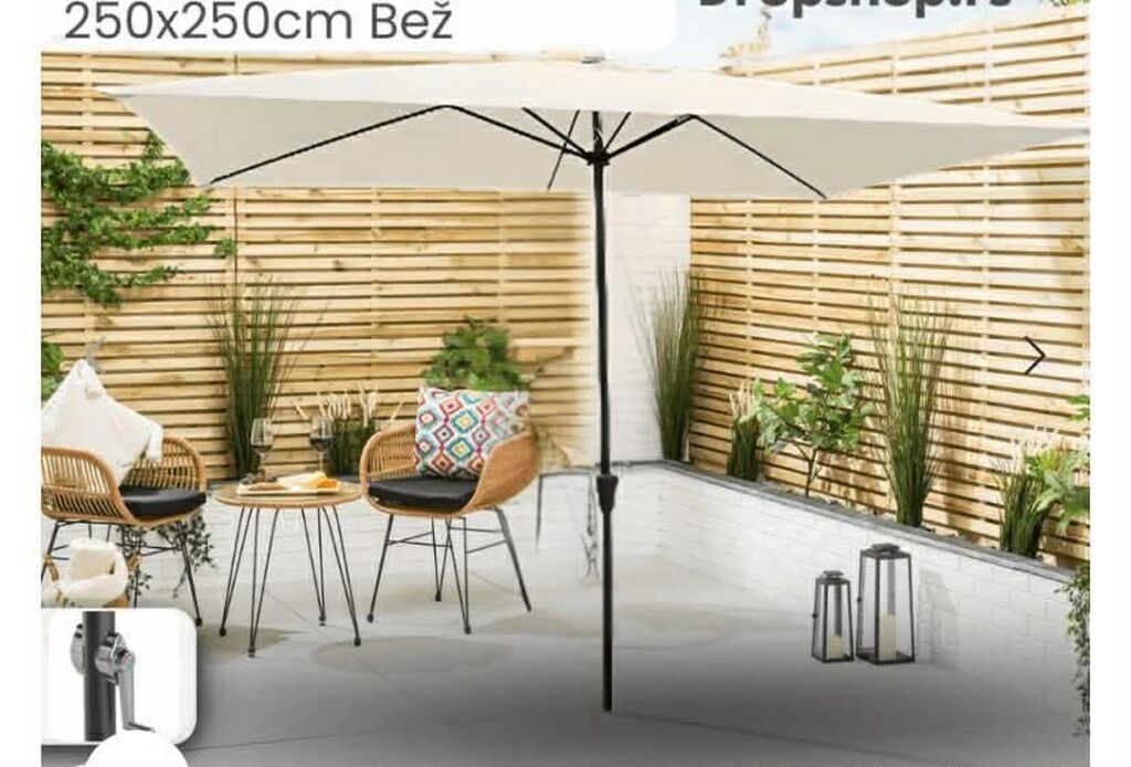 ARNEA Četvrtasti Aluminijumski Suncobran 250×250 cm – Bež Cena 9200