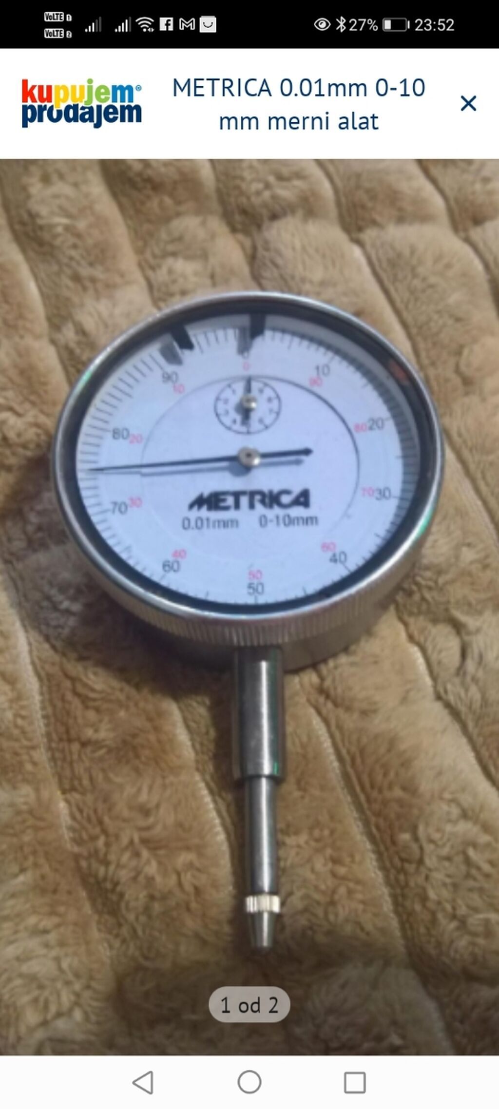 Metrica analogni komparator (indikator sata) – opseg merenja 0–10 mm