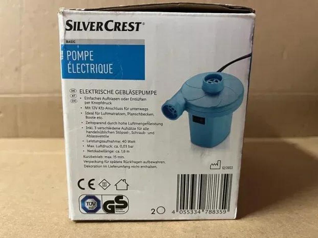 SilverCrest BASIC električna pumpa za naduvavanje/izduvavanje (12 V)