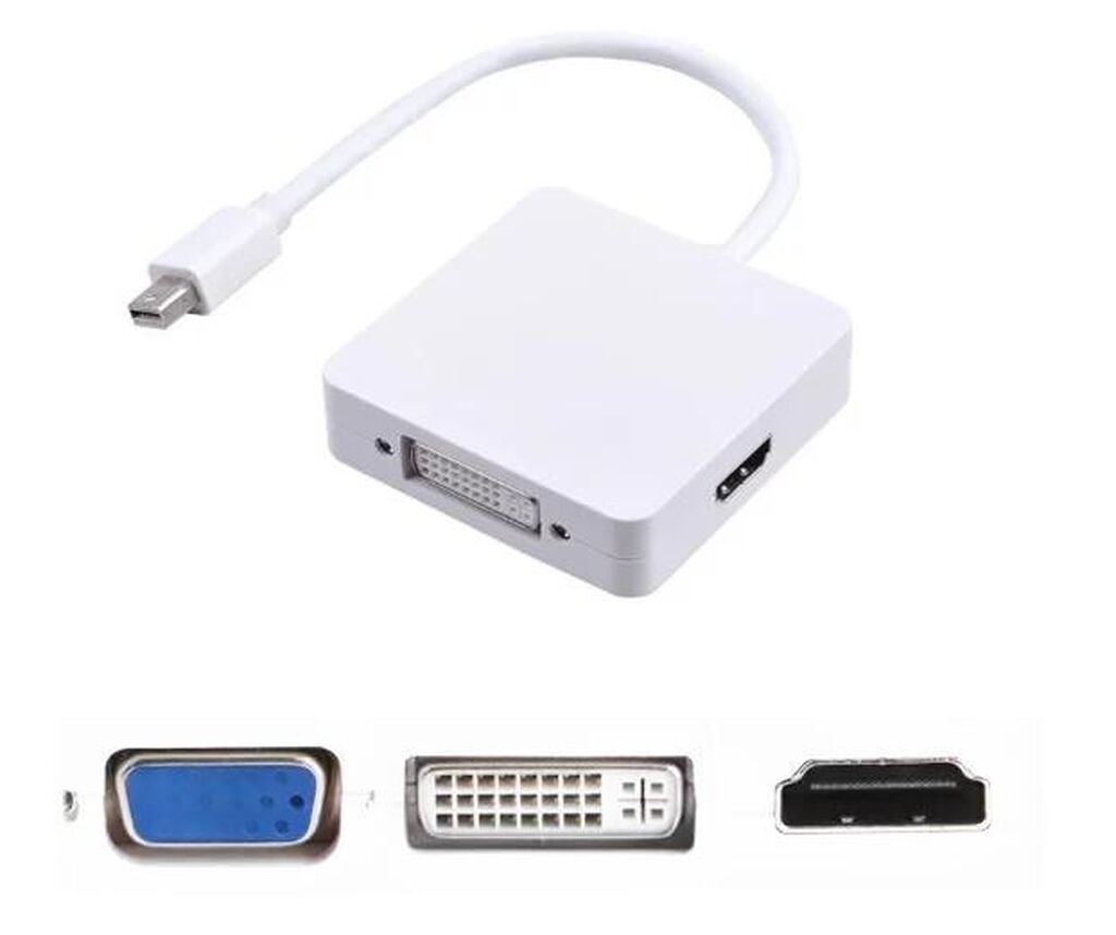 Mini DisplayPort na HDMI/DVI/VGA adapter (3-u-1) Opis: - Ulaz: Mini
