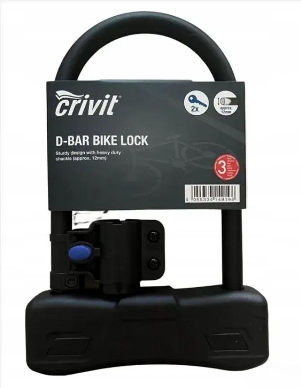 Crivit D-Bar Bike Lock – U-brava za bicikl - Masivna D/U konstrukcija