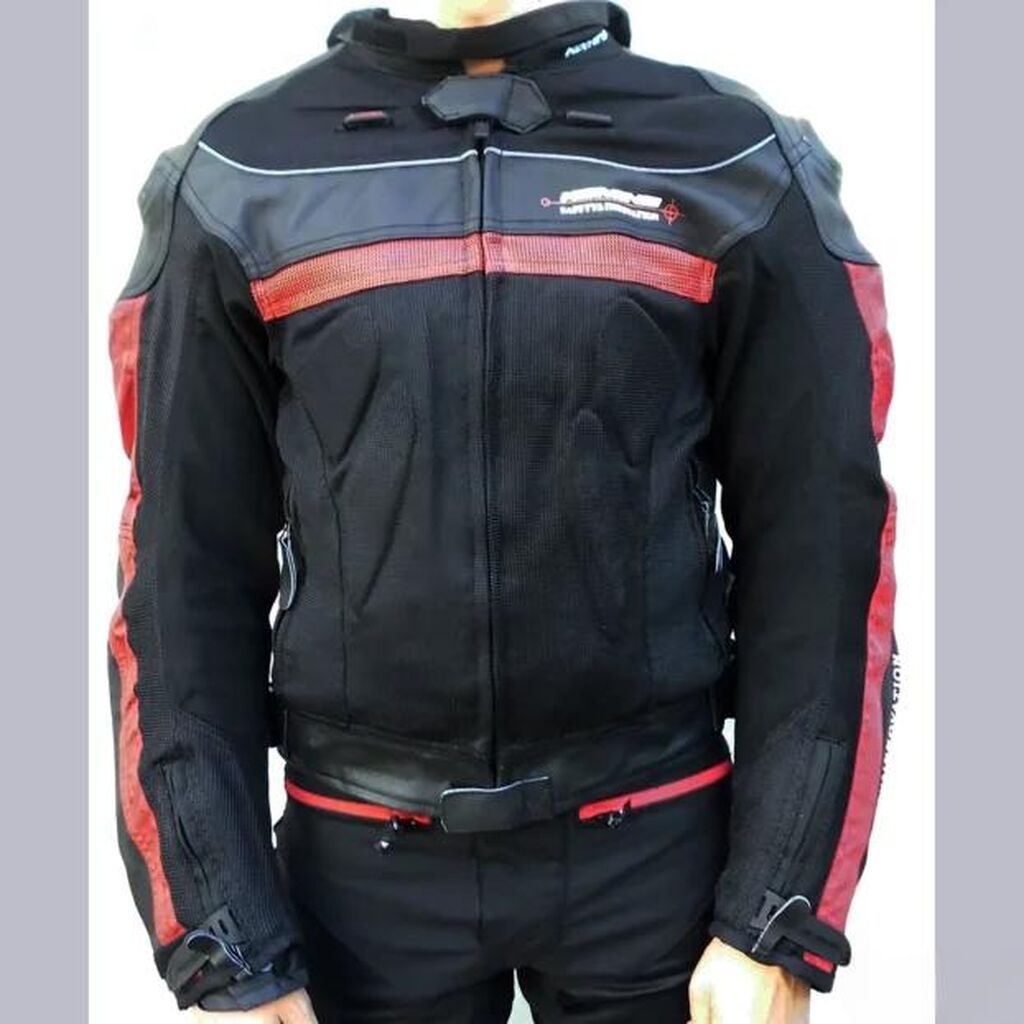 Moto jakna leather mesh titanium crno crvena Vrhunska jakna za motor