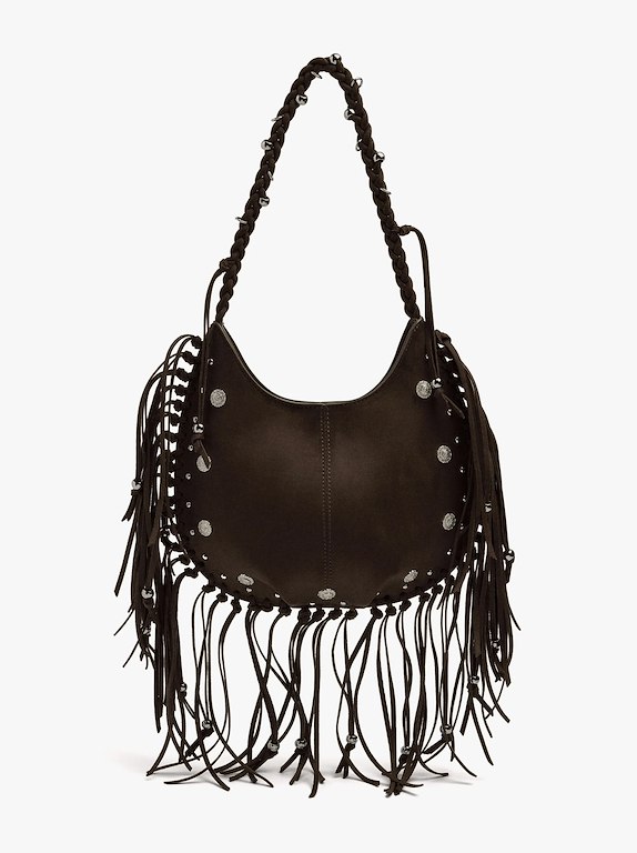 SHOULDER BAG WITH LEATHER-EFFECT WITH FRINGES